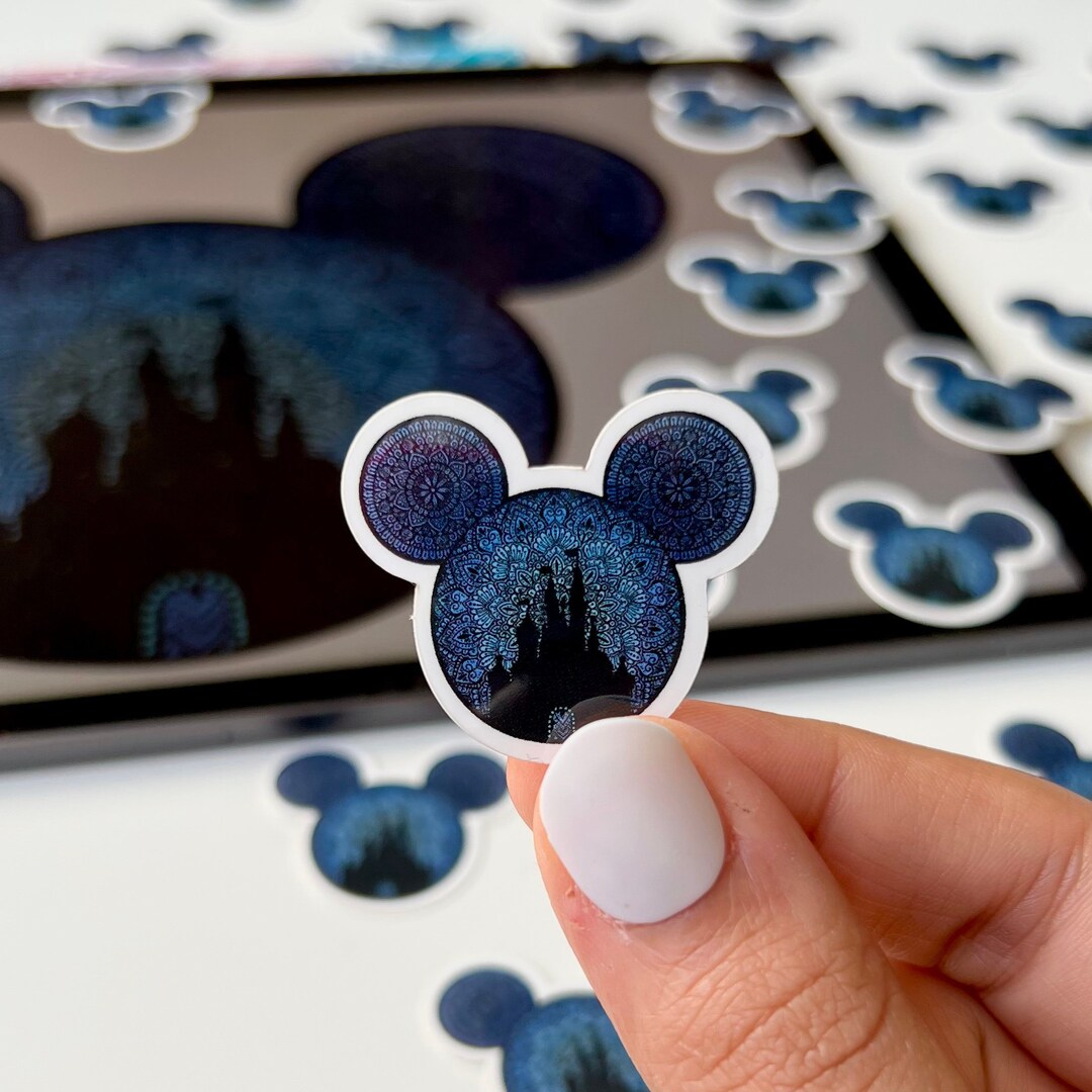 Sticker imperméable tête de Mickey Mouse - Silhouette de château - Etsy ...