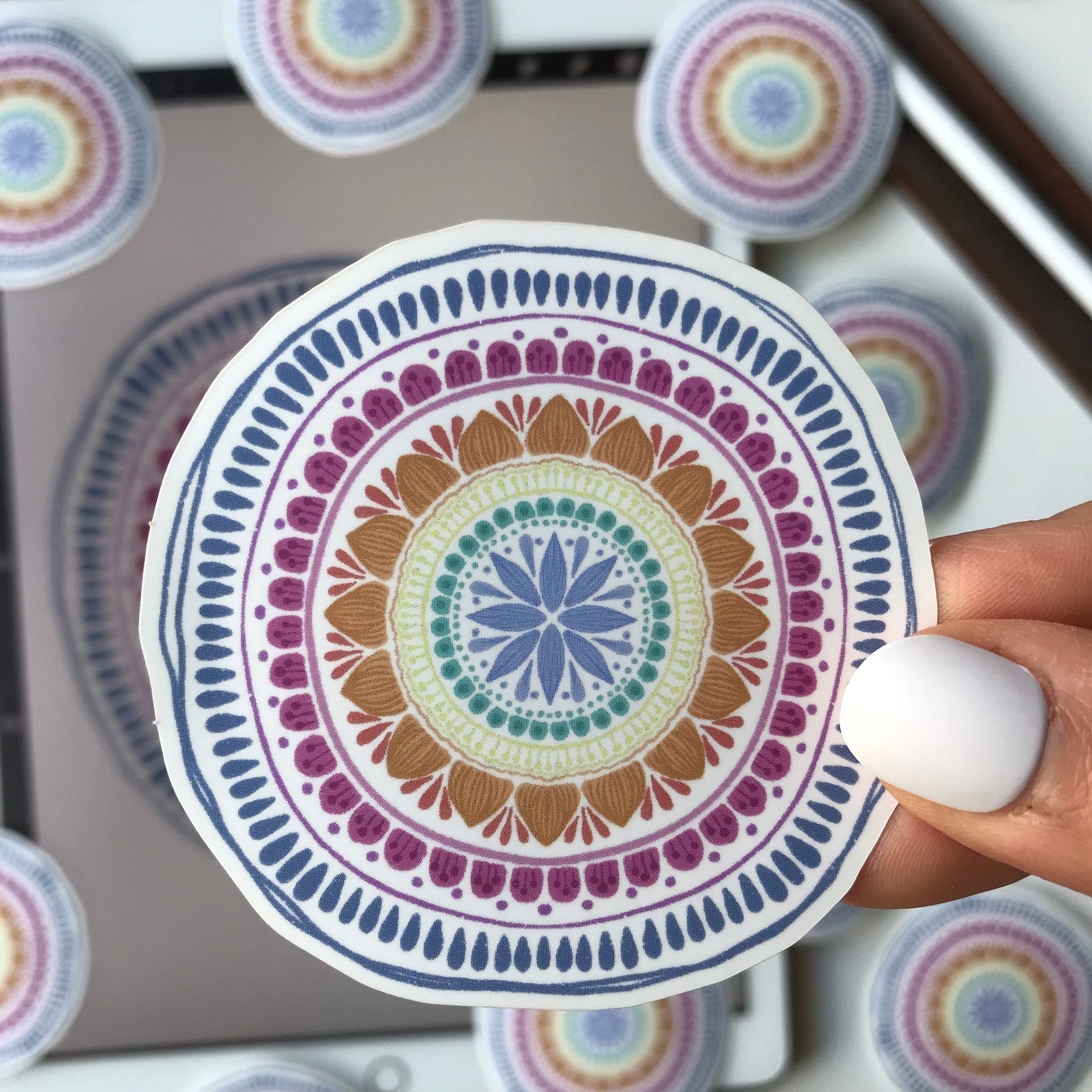 Abstract mandala waterproof sticker | Etsy