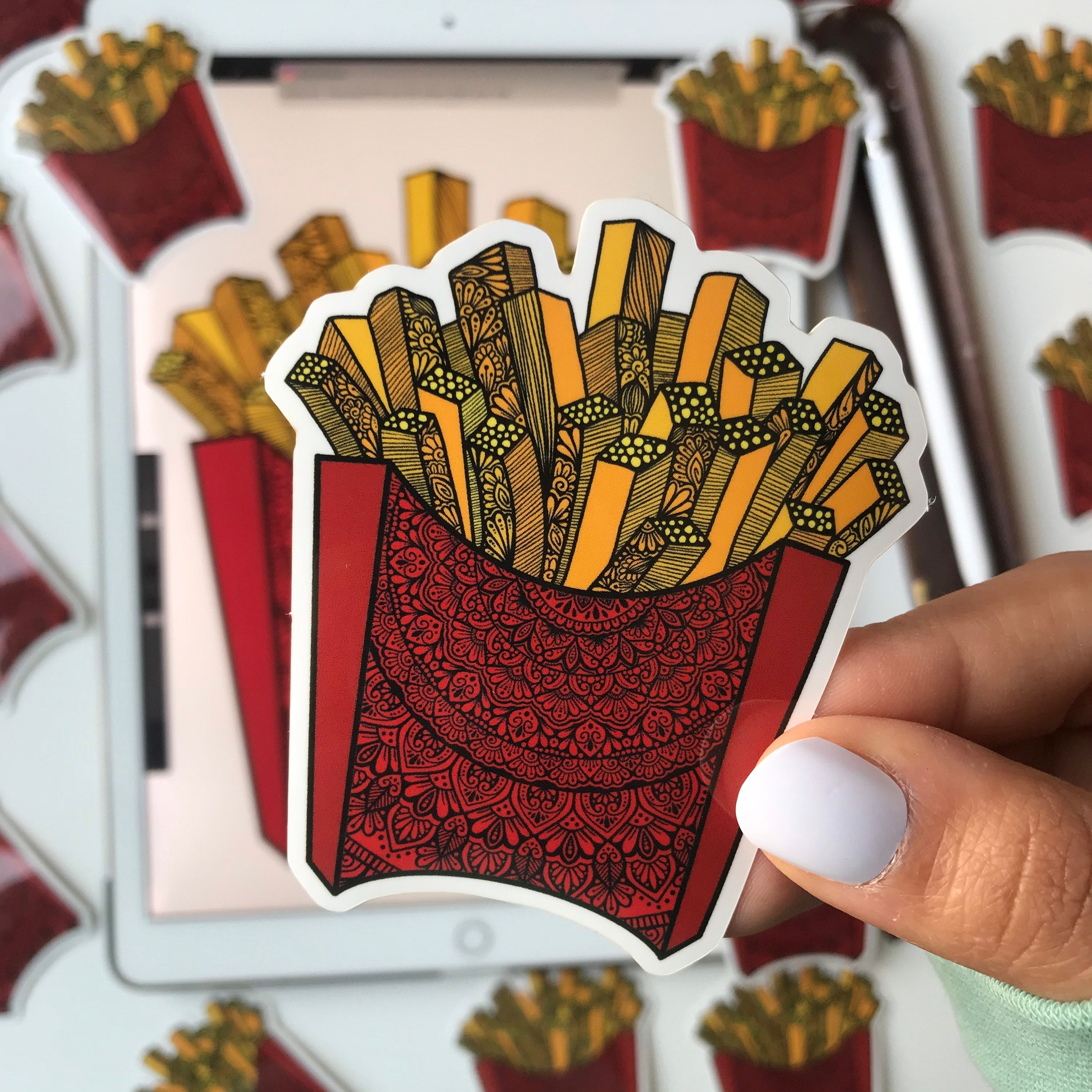 Mandala Fries Waterproof Stickers French Fries Waterproof | Etsy