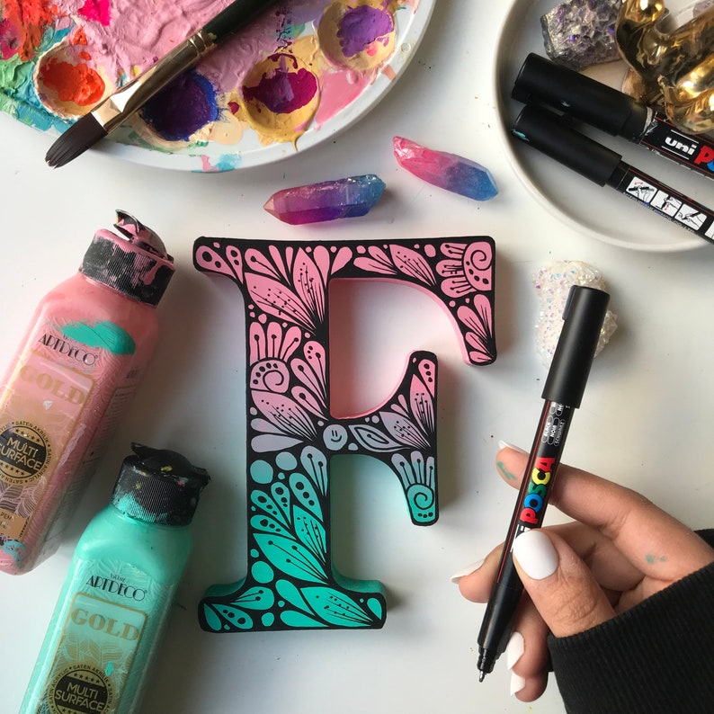 Custom Zentangle Wooden Letter - Etsy