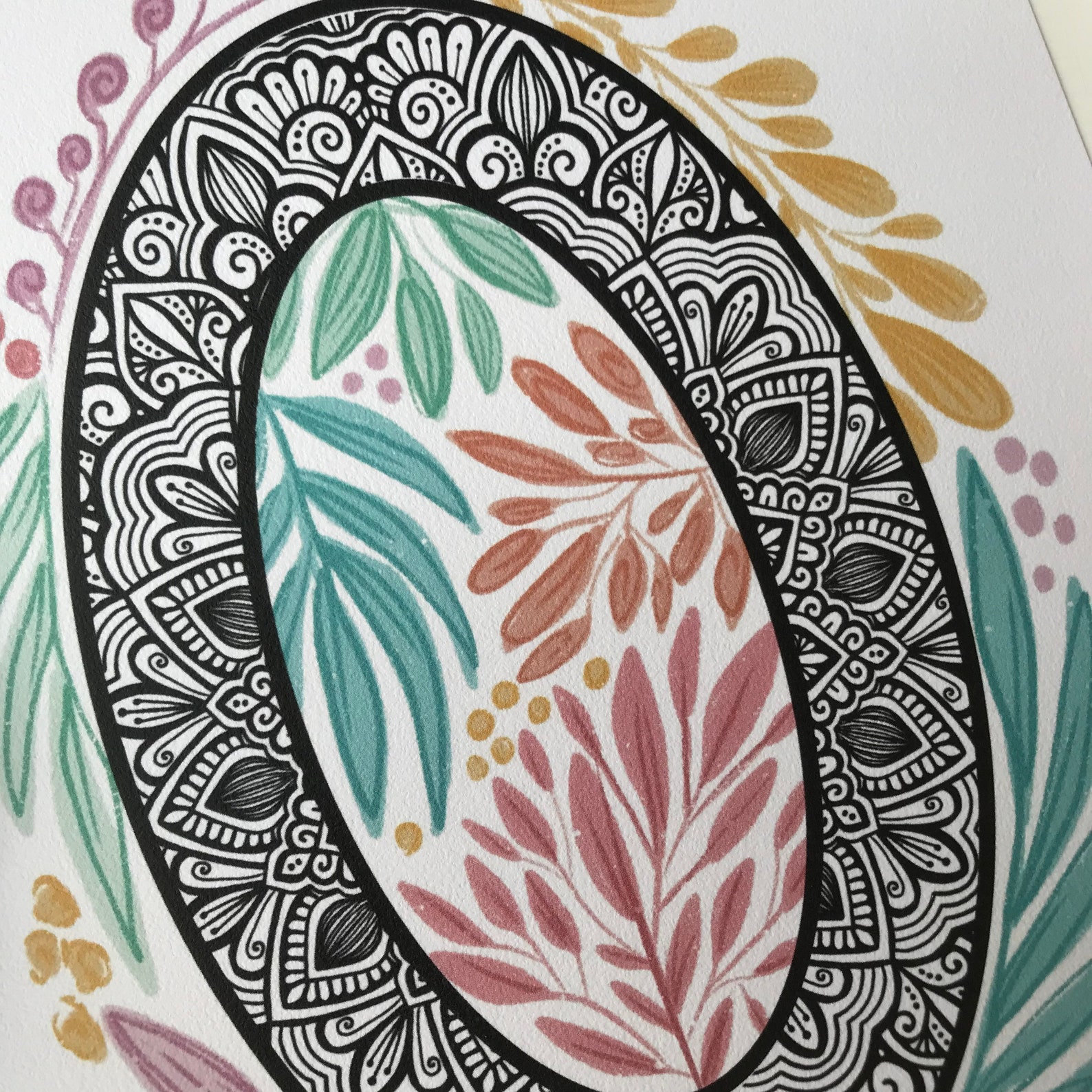 Mandala O Letter With Plant Doodle - Etsy