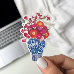 Flower in Vase Waterproof Sticker - Etsy