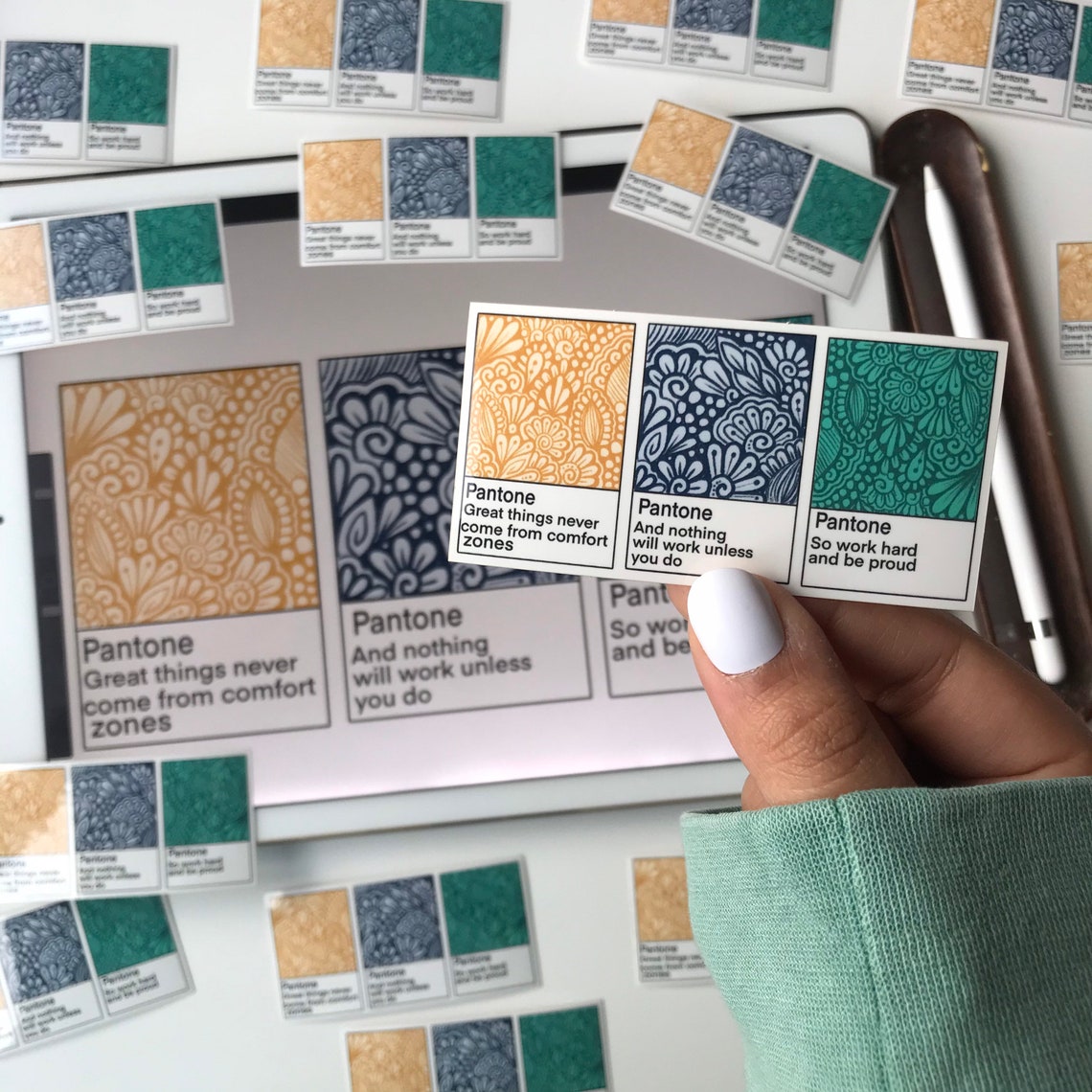 Pantone Zentangle Waterproof Vinyl Sticker – Inspirational Quote - Etsy