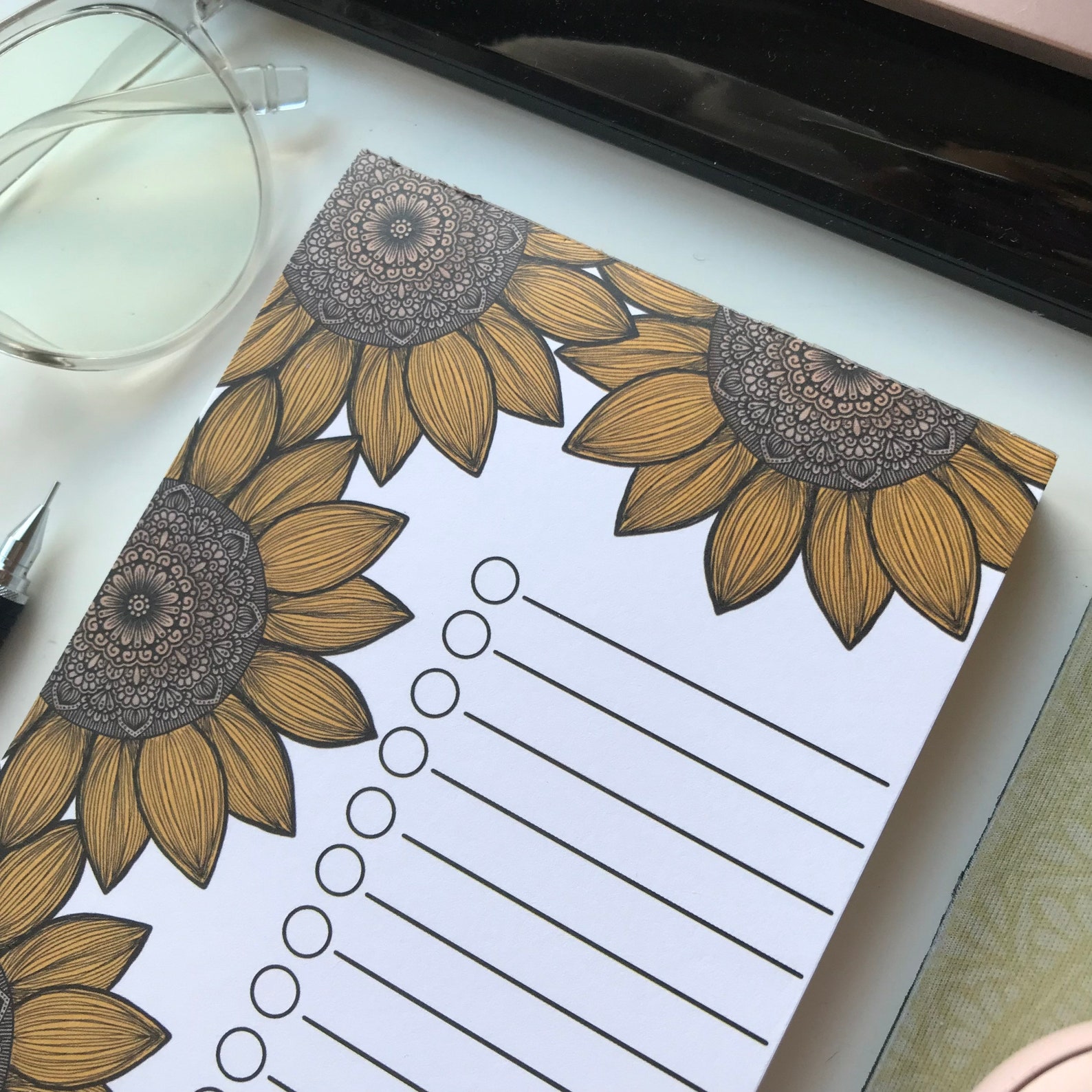 Sunflower Mandala Notepad 100 Sheets - Etsy