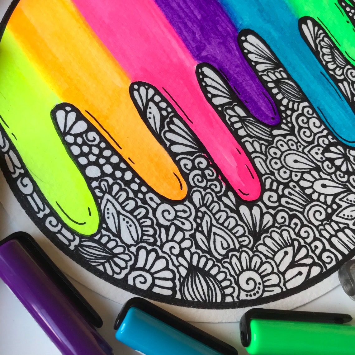 Neon Zentangle Artworks Original Artwork-hand Drawing - Etsy