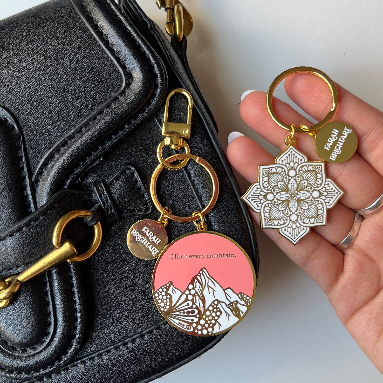 Zentangle and Mandala Enamel Keychain Set of 2 - Etsy