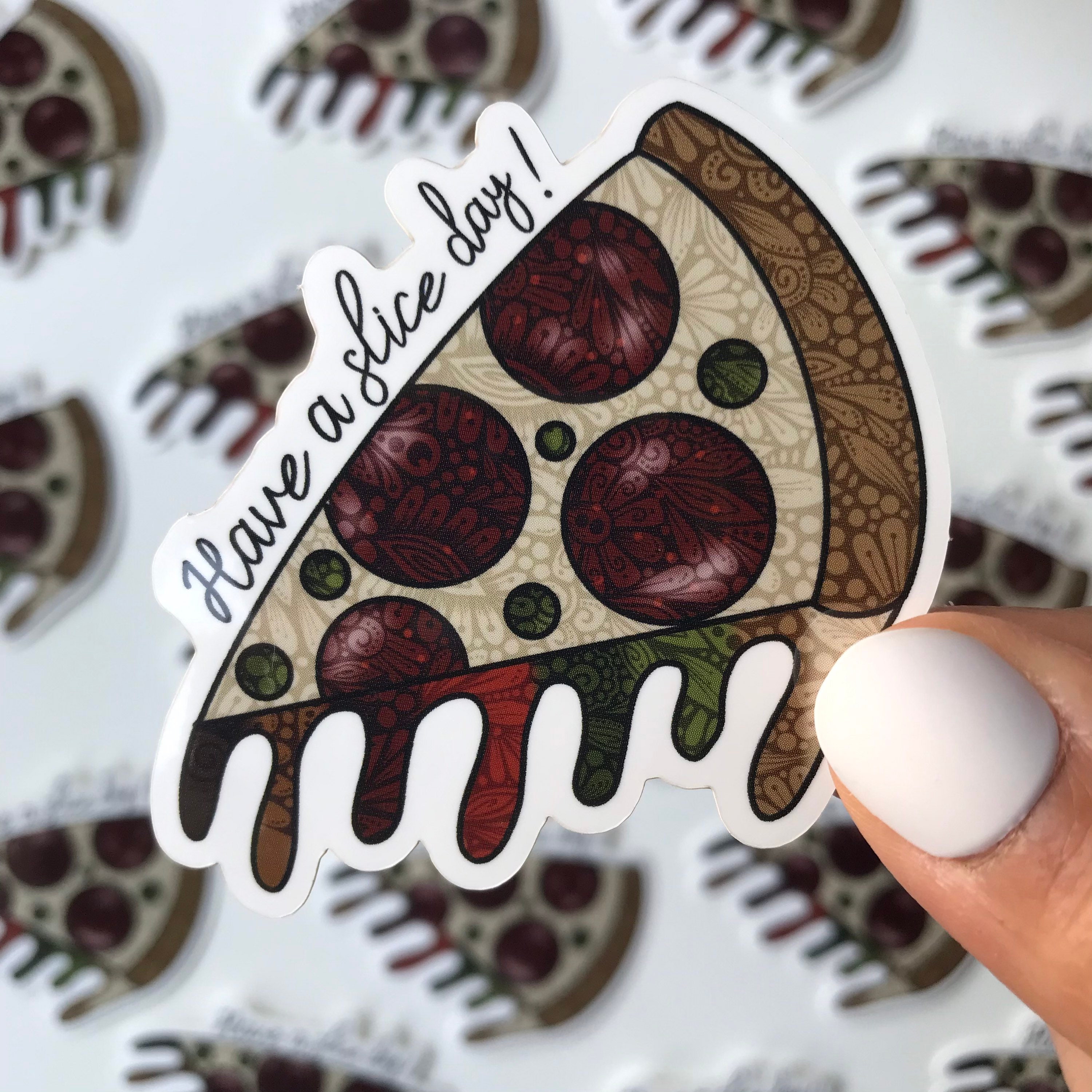Pizza mandala waterproof sticker | Etsy