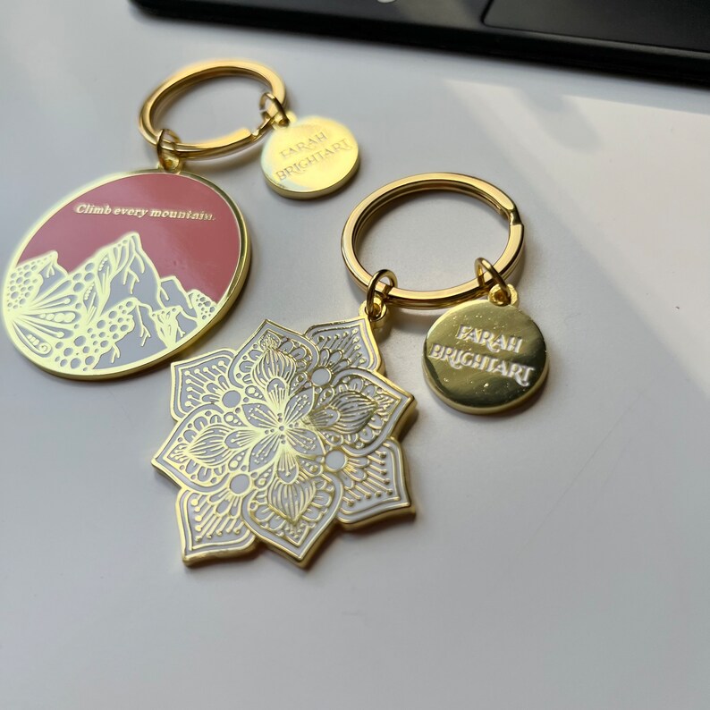 Zentangle and Mandala Enamel Keychain Set of 2 - Etsy