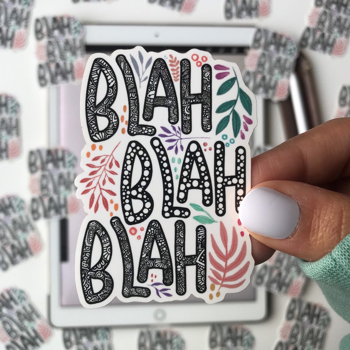 Blah Blah Blah Zentangle Waterproof Stickers Words Stickers | Etsy