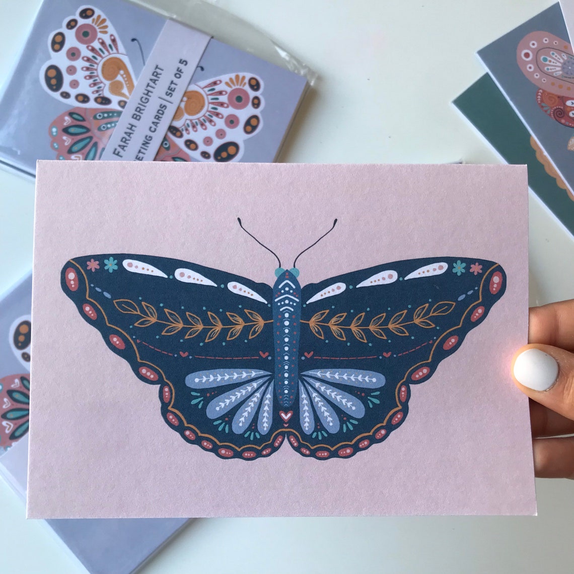 Moth greeting card set of 5 | Etsy