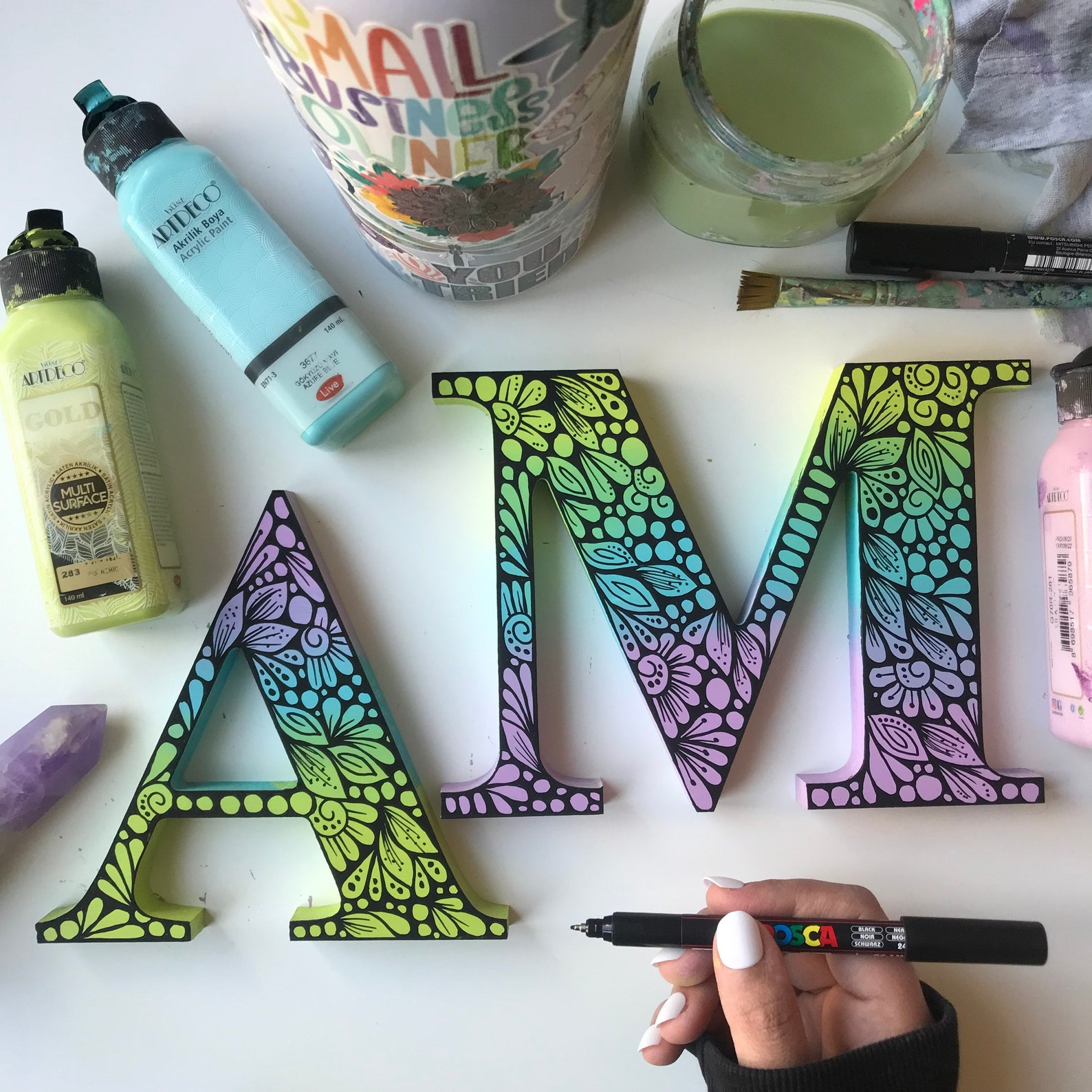 Custom Zentangle Wooden Letter - Etsy