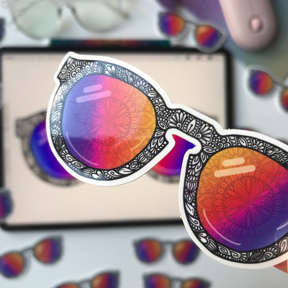 rainbow mandala sunglasses stickers waterproof stickers Drawing ...