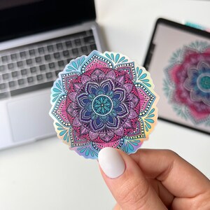 Holographic Colorful Mandala Sticker - Waterproof Stickers - Etsy