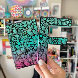 Zentangle F Letter and a Coaster - Etsy