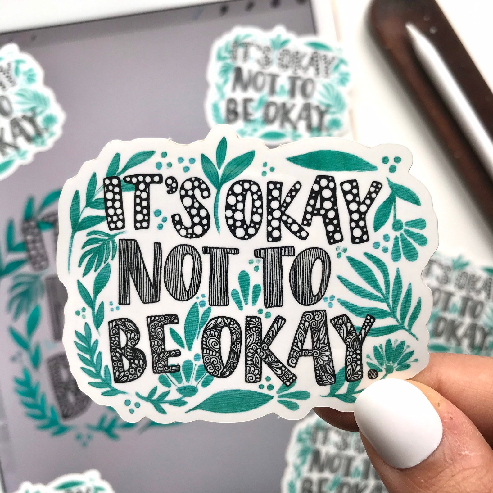 Its okay not to be okay sticker zentangle quote sticker | Etsy