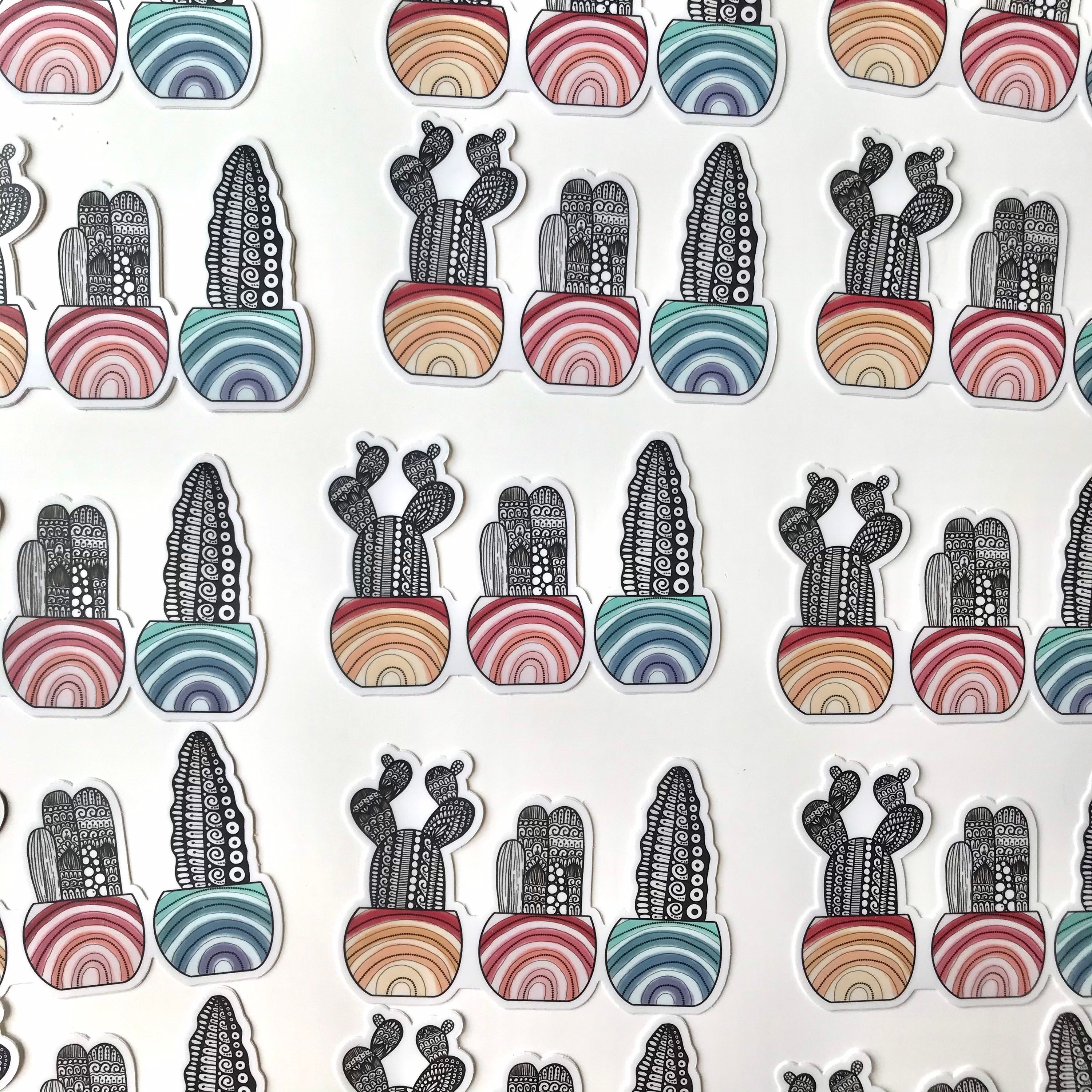 Zentangle cactus stickers cactus stickers cute waterproof | Etsy