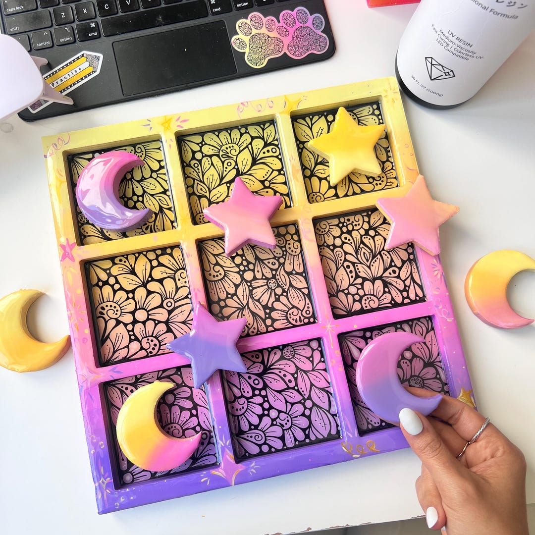 Moon and Stars Tic-tac-toe Board - Etsy