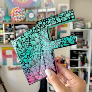Zentangle F Letter and a Coaster - Etsy