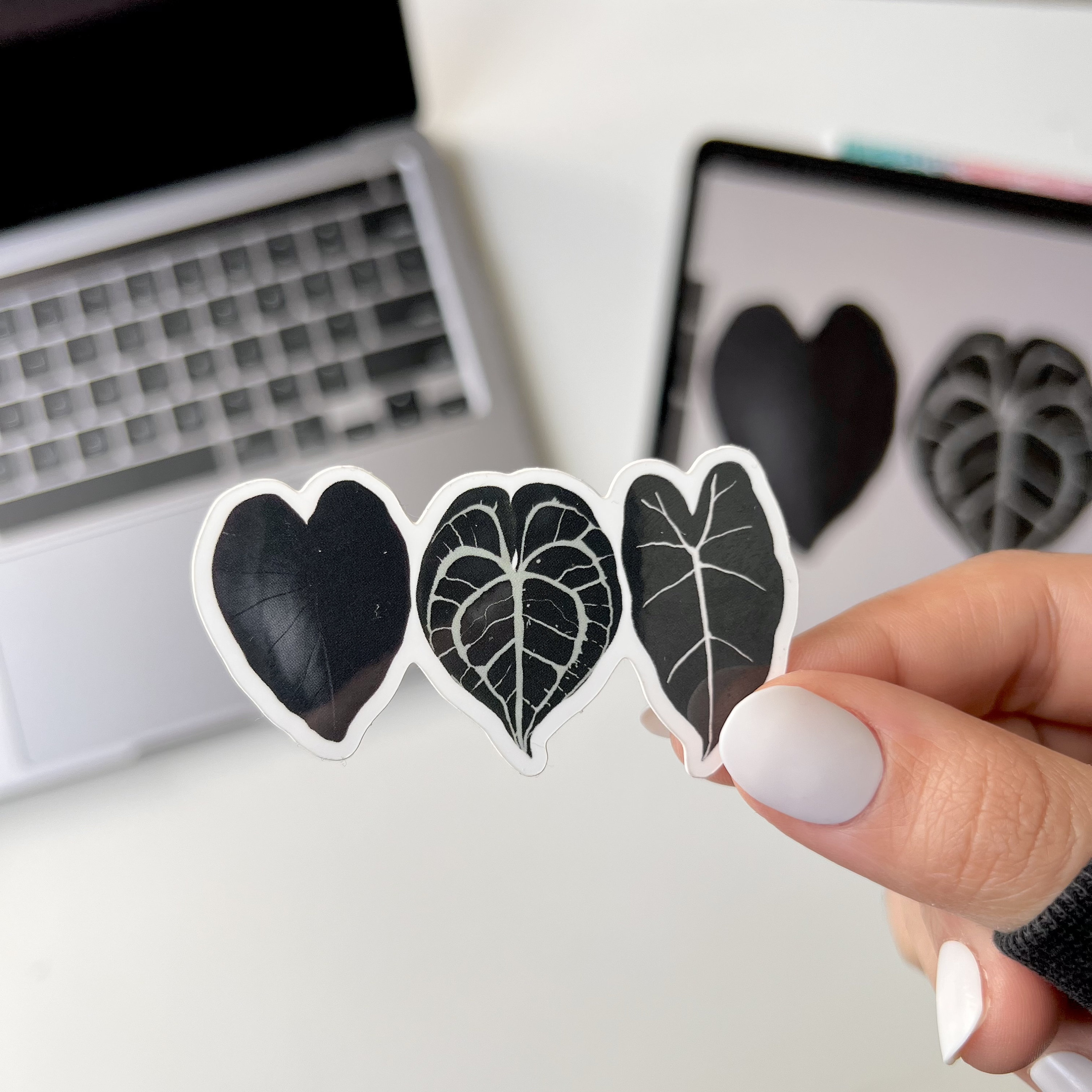 3 Black Plant Leaf Waterproof Stickers - Etsy