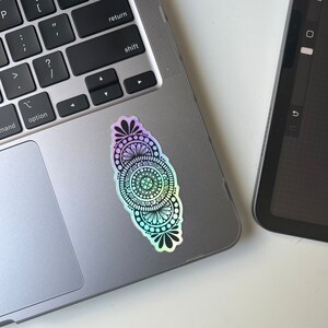 Horizontal Holographic Mandala Sticker - Holographic Waterproof ...