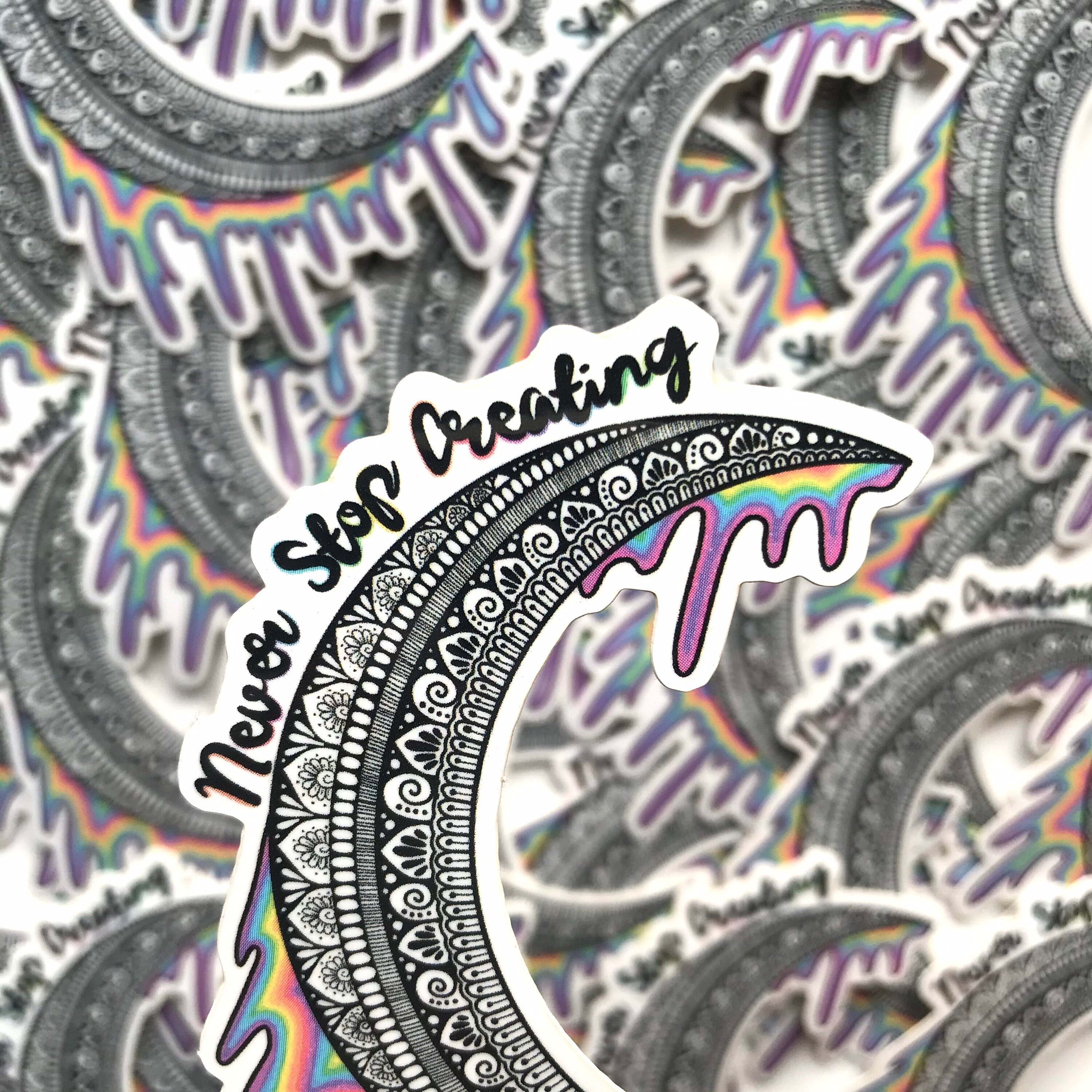 Never Stop Creating Zentangle Moon Sticker Moon Sticker | Etsy