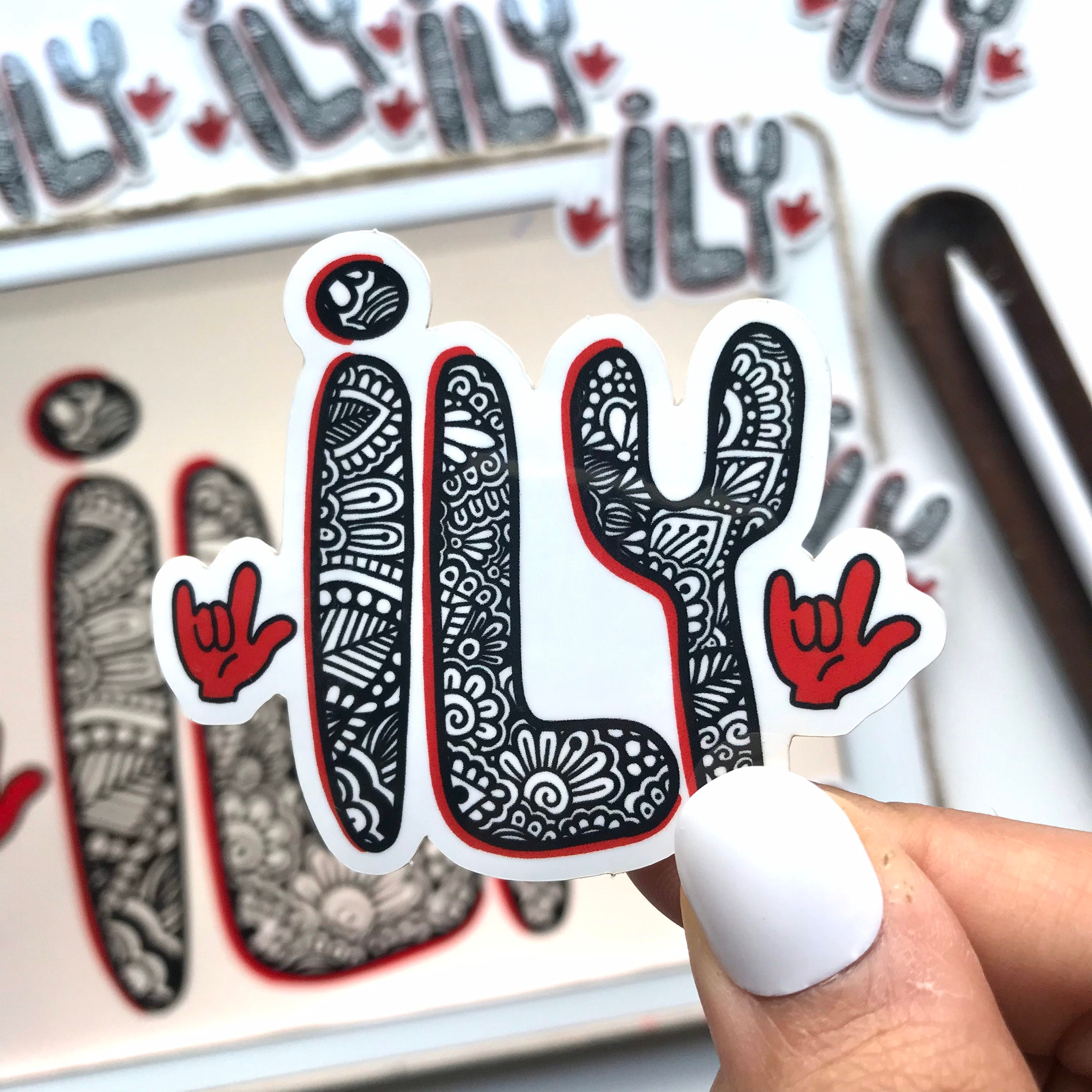I Love You Zentangle Stickers - Ily Stickers - Waterproof Sticker ...