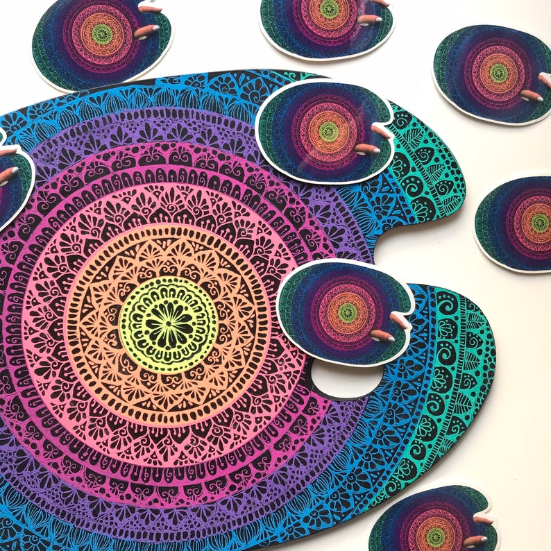 Mandala palette vinyl stickers realistic stickers | Etsy