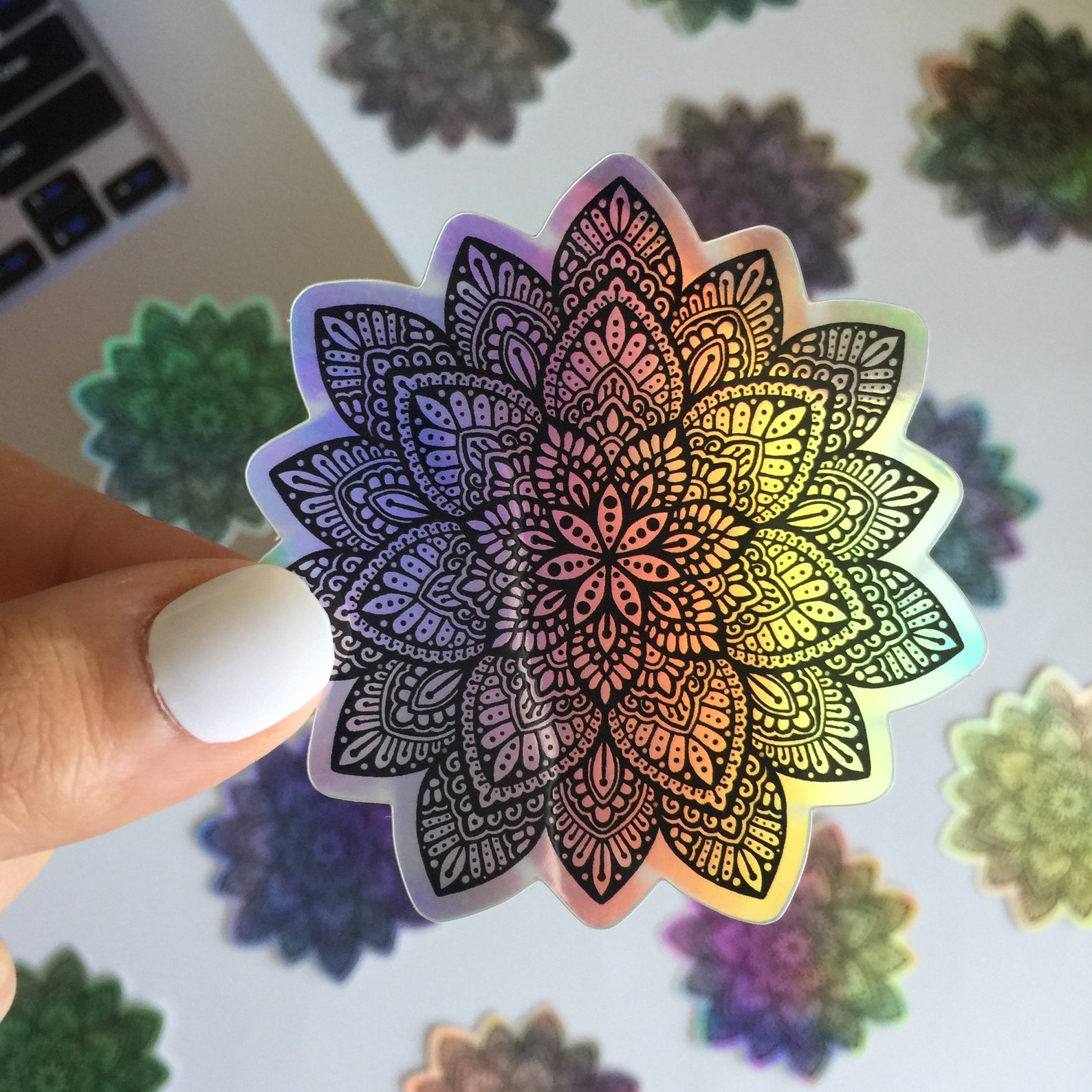 Holographic Mandala Stickers Mandala Sticker Holographic | Etsy