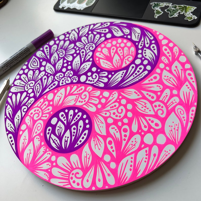 Zentangle Yinyang _ Hand Drawn _ Wall Decor - Etsy