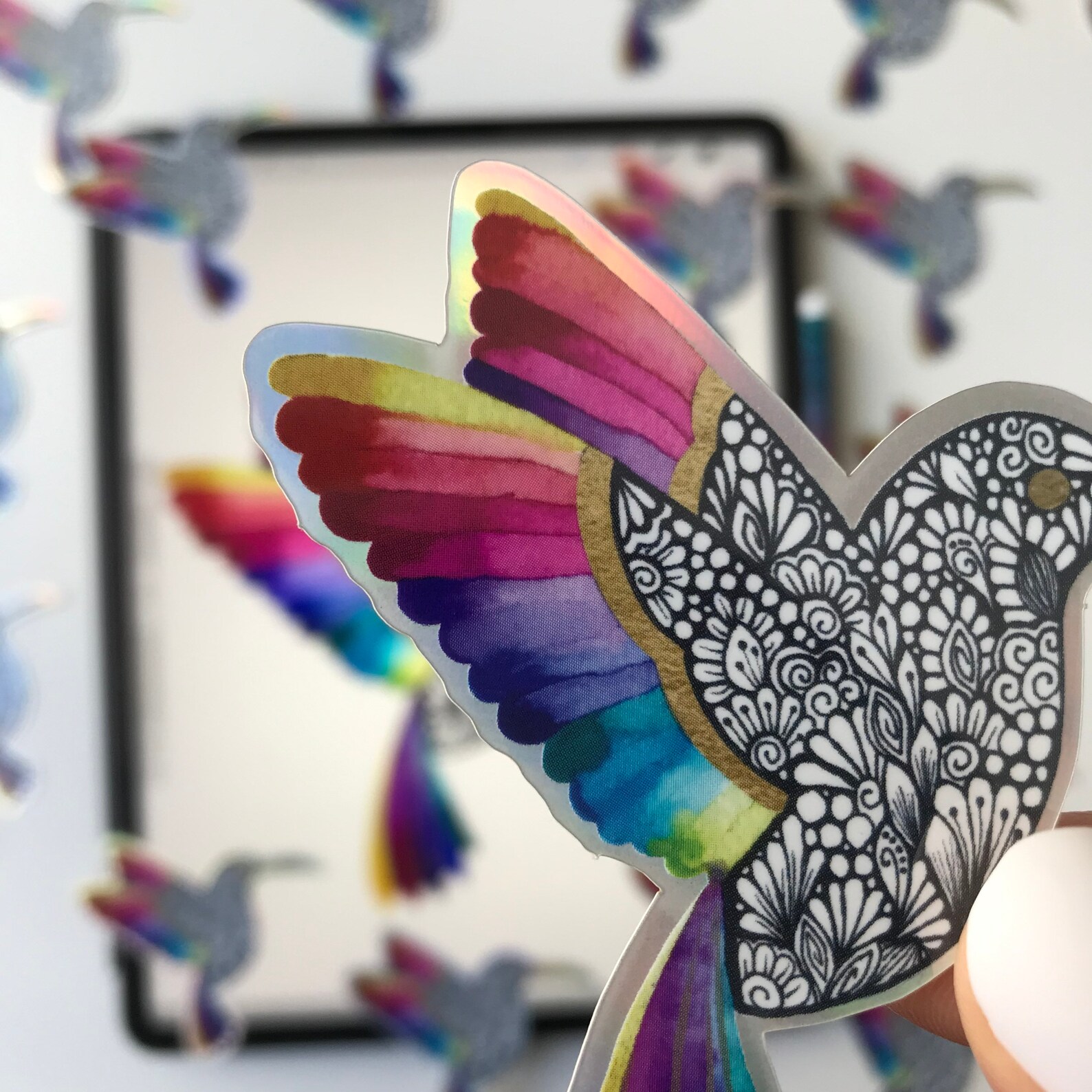 Hummingbird Watercolor Zentangle Sticker Waterproof Sticker - Etsy