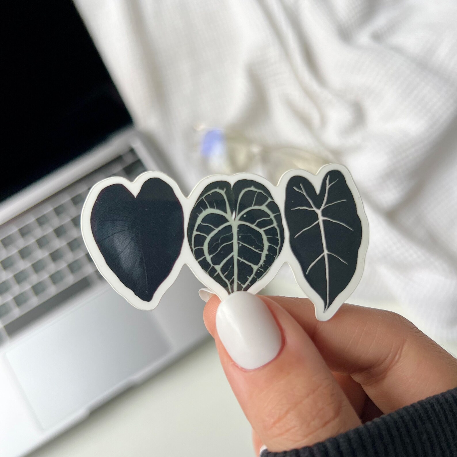 3 Black Plant Leaf Waterproof Stickers - Etsy