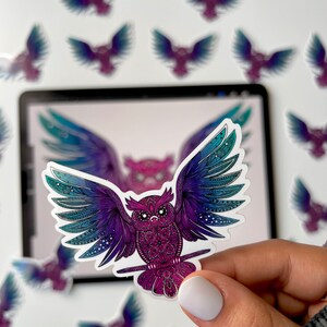 Flying Owl Zentangle Stickers - Waterproof Sticker - Etsy