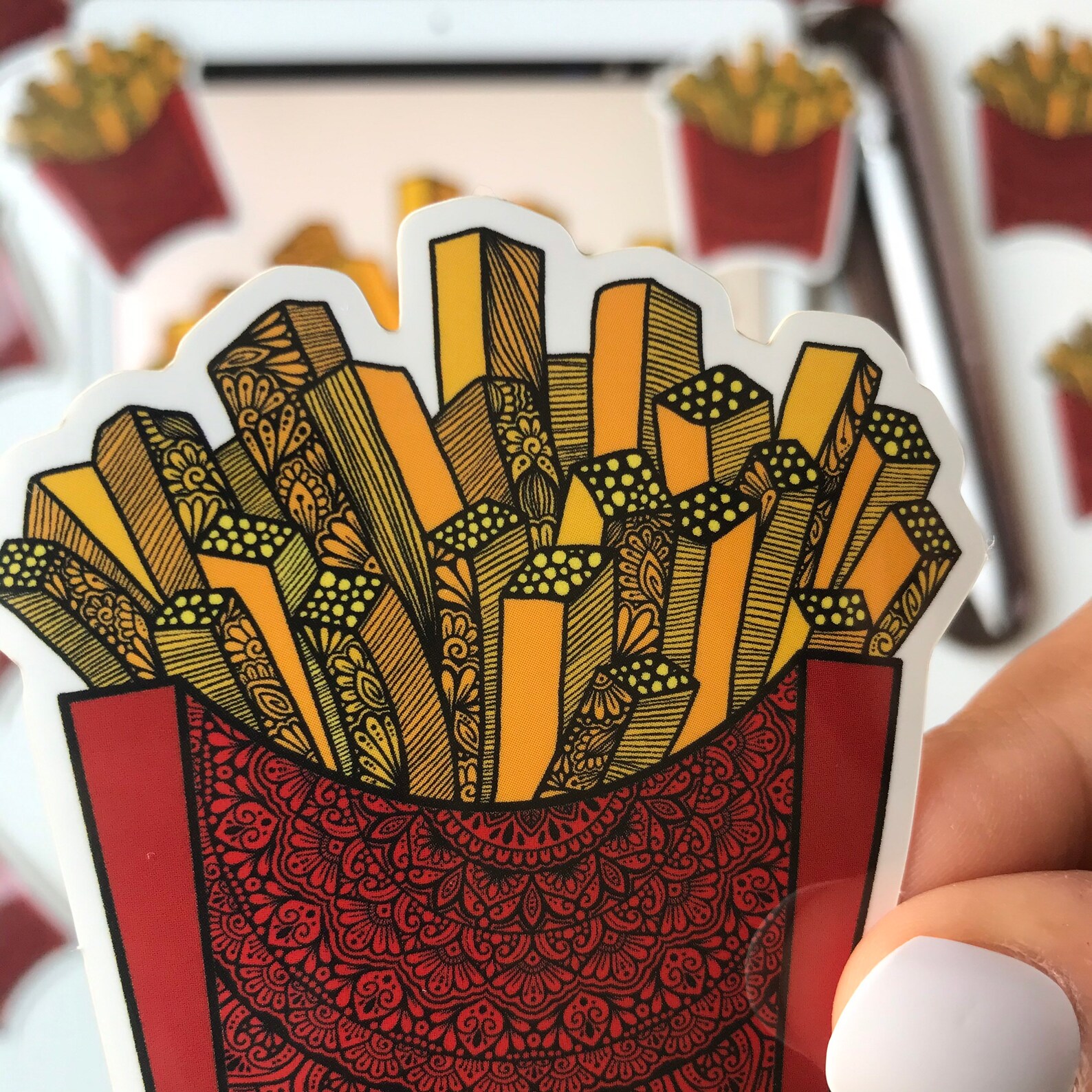 Mandala Fries Waterproof Stickers French Fries Waterproof - Etsy