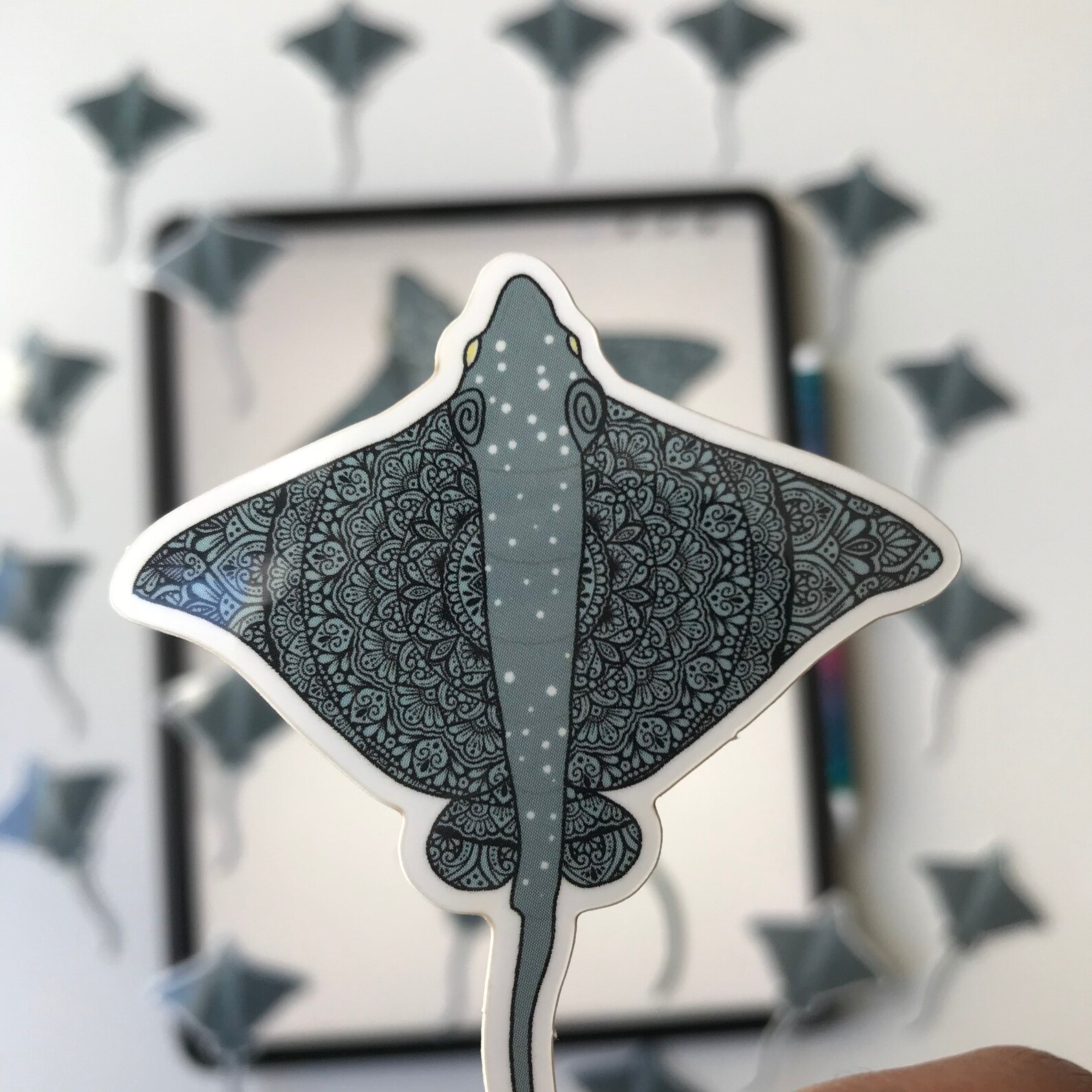 Zentangle Stingray Waterproof Sticker - Etsy