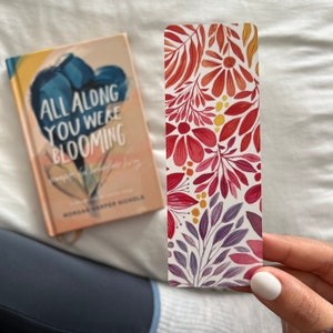 Rainbow Watercolor Plant Doodle Bookmark - Watercolor Bookmark - Etsy