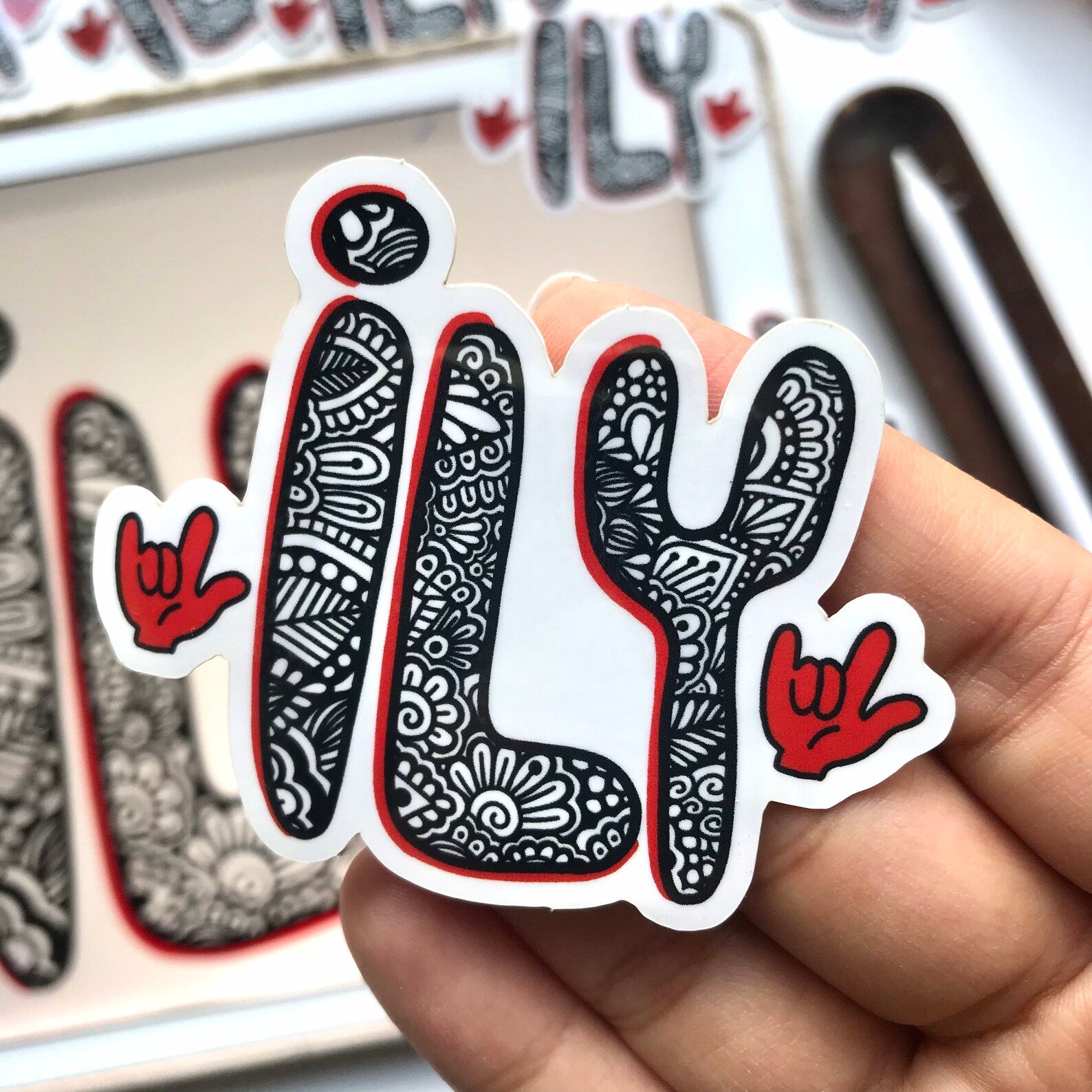 I Love You Zentangle Stickers Ily Stickers Waterproof - Etsy