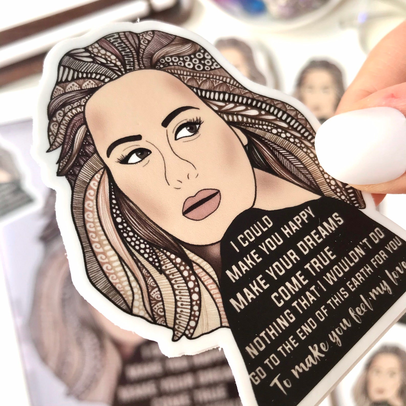 Zentangle Adele Matte Stickers Waterproof Stickers Water - Etsy