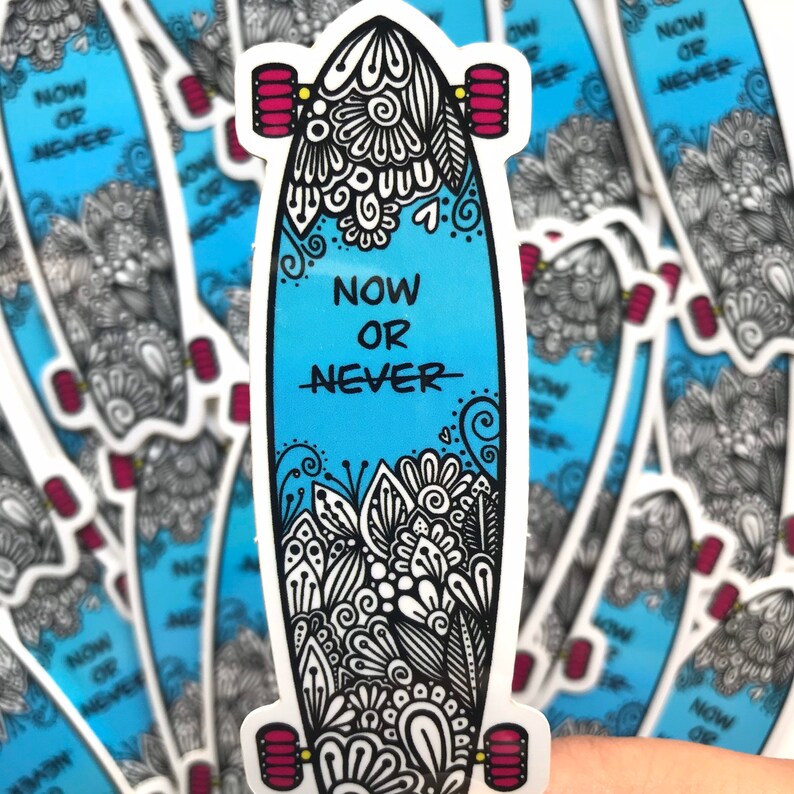 Zentangle Skateboard waterproof stickers skateboarding | Etsy
