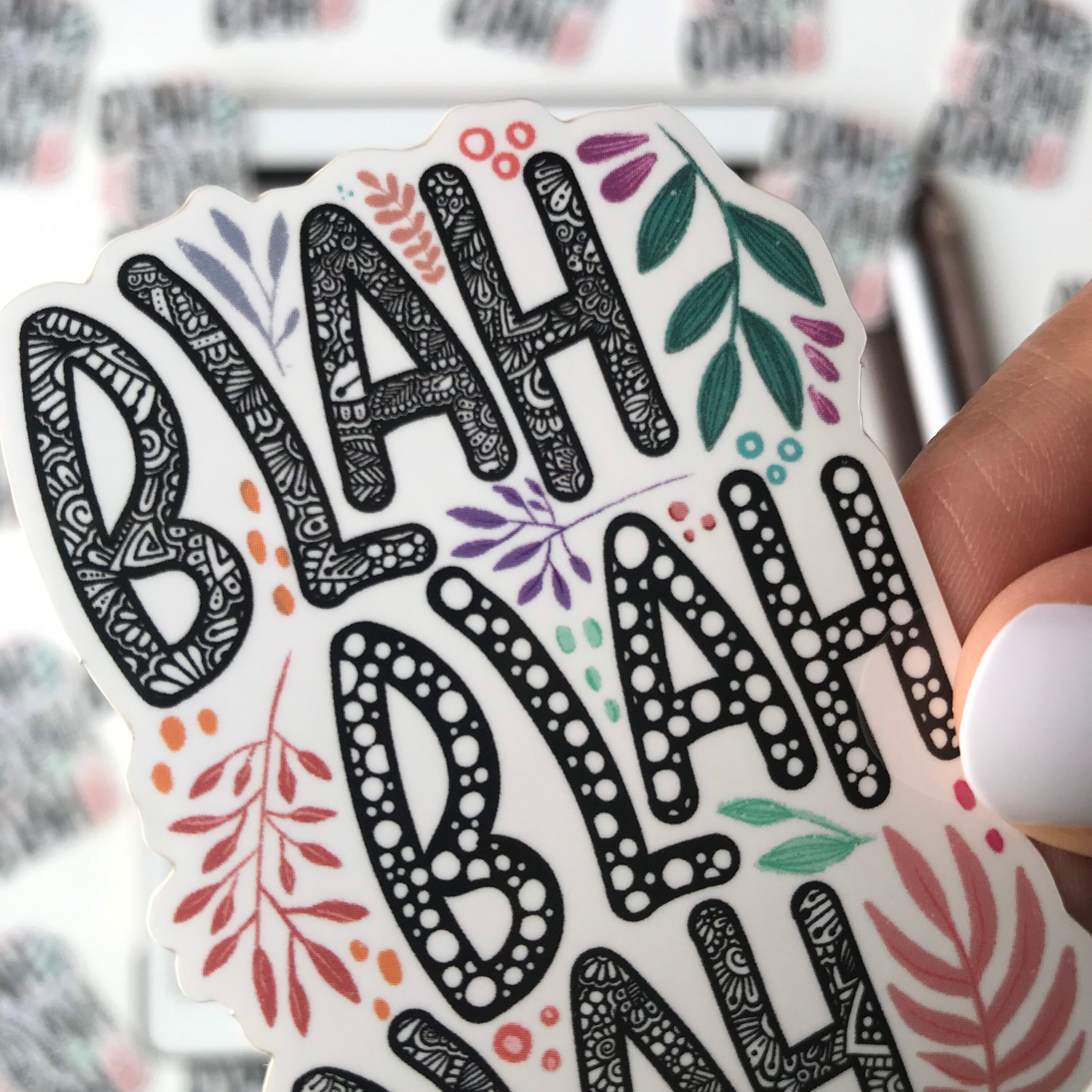 Blah Blah Blah Zentangle Waterproof Stickers Words Stickers | Etsy