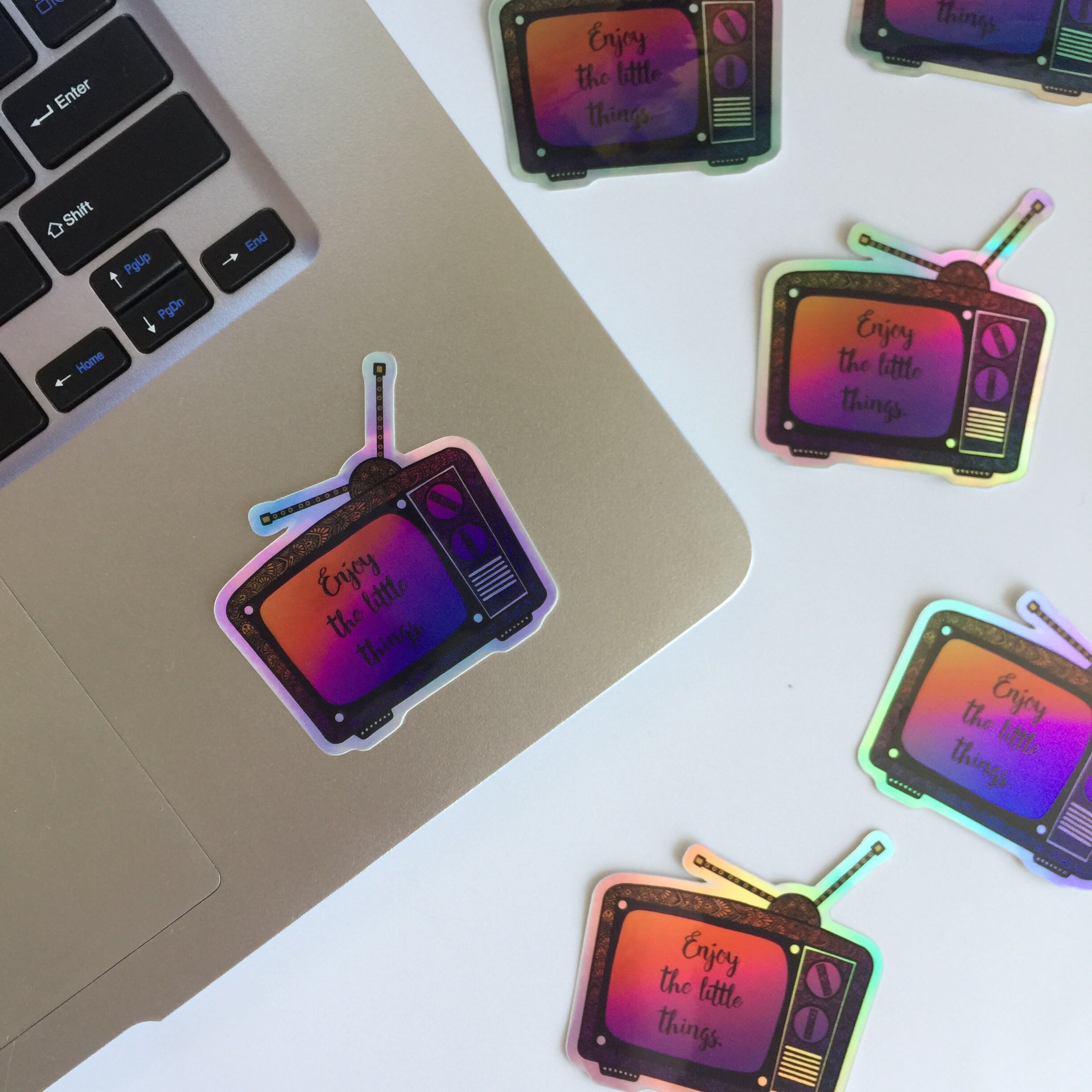 Tv holographic sticker quote sticker holographic | Etsy