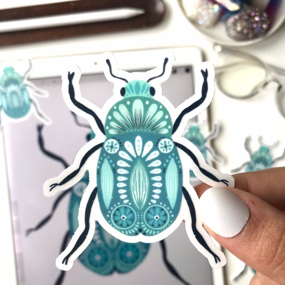 Matte Transparent Cute Blue Bug Sticker Waterproof Sticker | Etsy