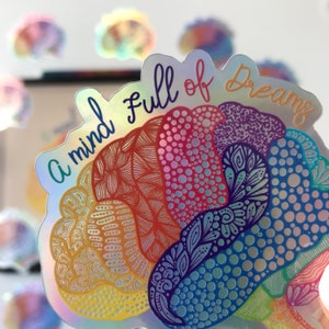 Zentangle Mind Holographic Sticker - Rainbow Mind Waterproof Sticker - Etsy