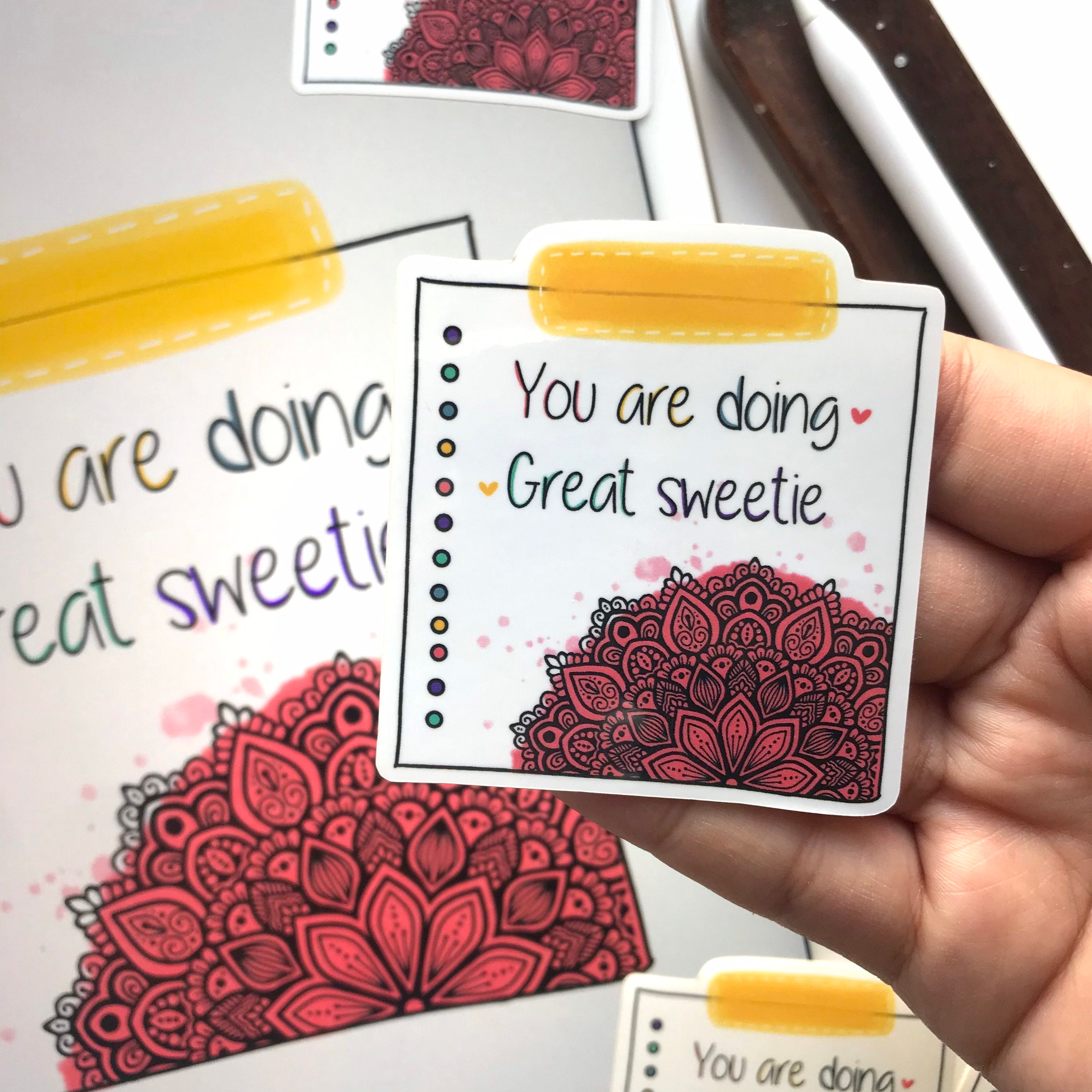 A Little Note Mandala Vinyl Stickers. Waterproof Sticker | Etsy