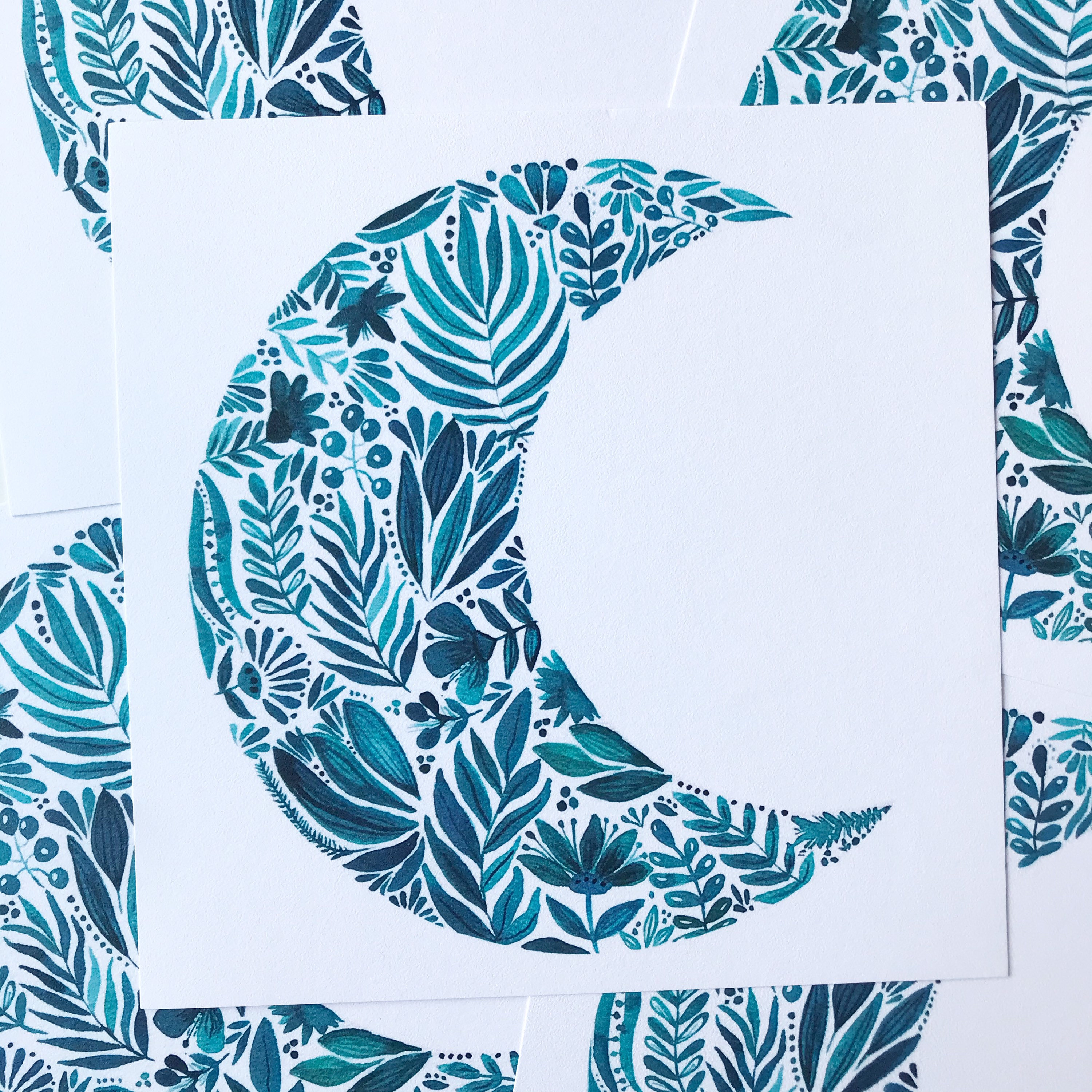 Moon watercolor art print watercolor print moon artwork | Etsy