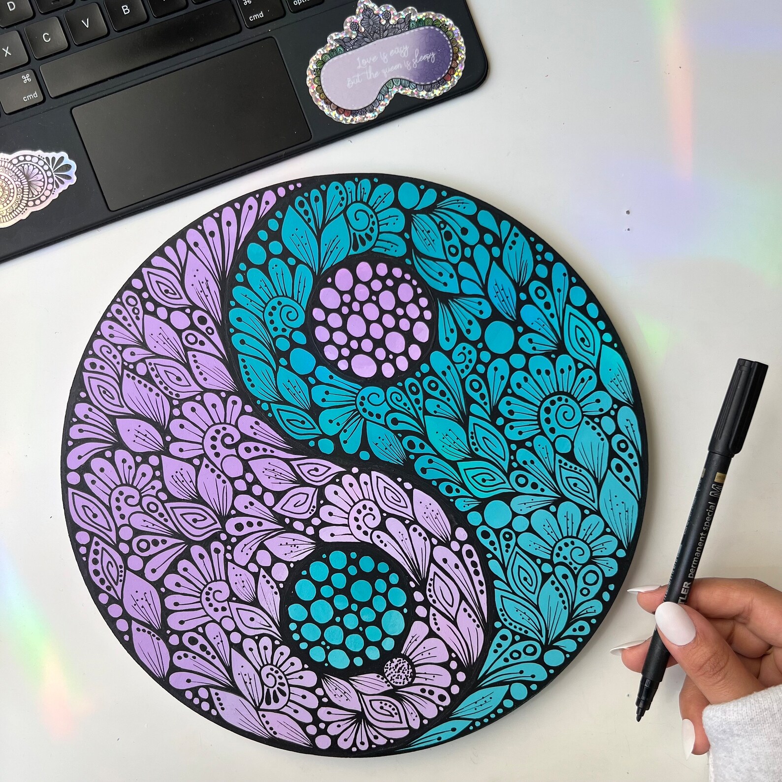 Zentangle Yin Yang Wall Decor - Etsy