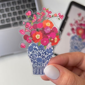 Flower in Vase Waterproof Sticker - Etsy