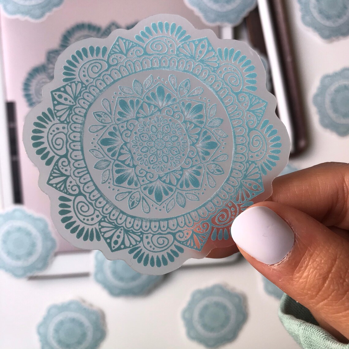 Transparent Sketch Mandala Drawing Waterproof Stickers | Etsy