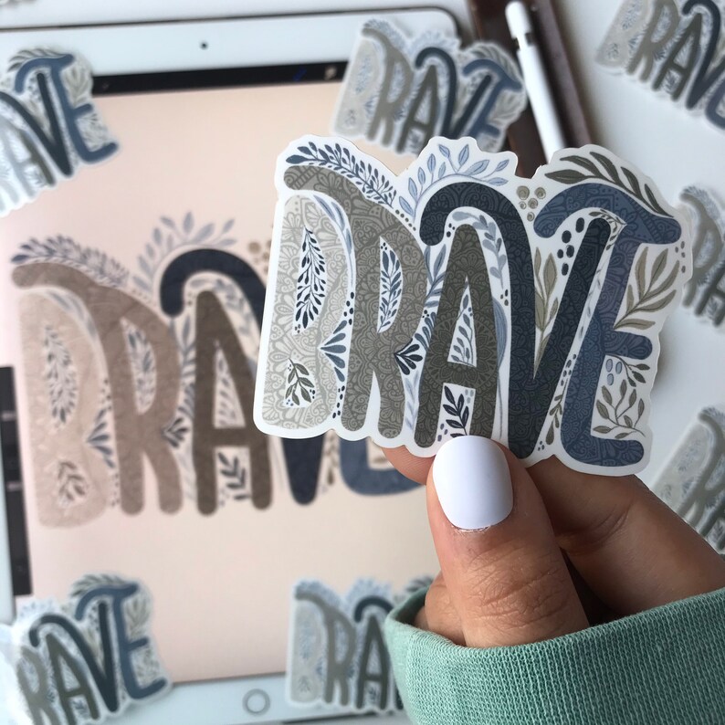 Brave Word Mandala Stickers - Words Waterproof Sticker- Mandala ...