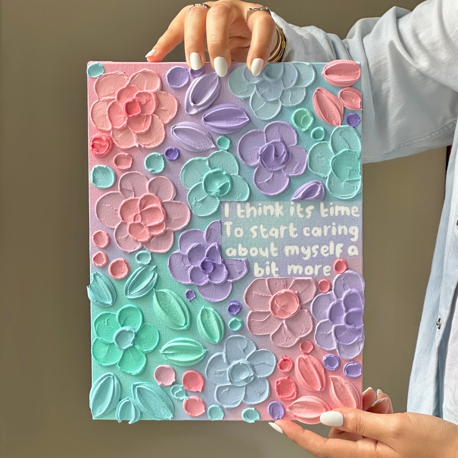 Pastel Plants Textured Floral Wall Decor - Etsy