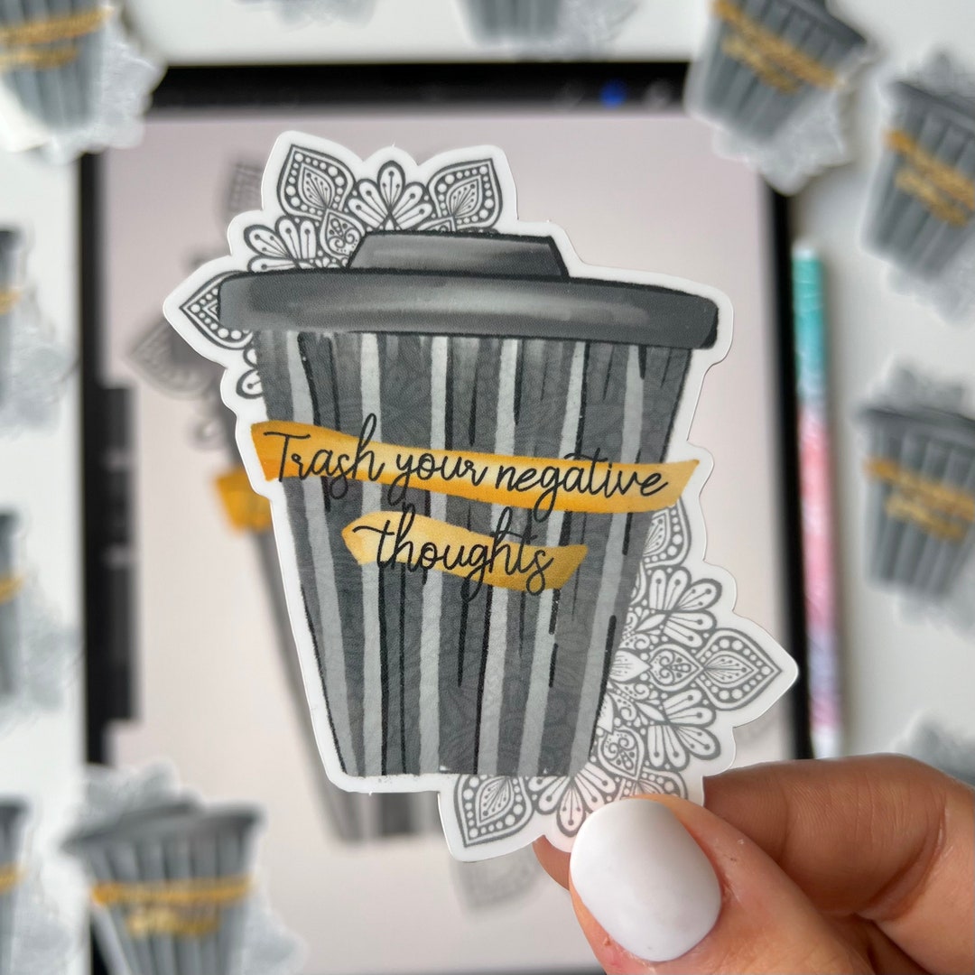 Trash Your Negative Thoughts Zentangle Sticker Waterproof Stickers - Etsy